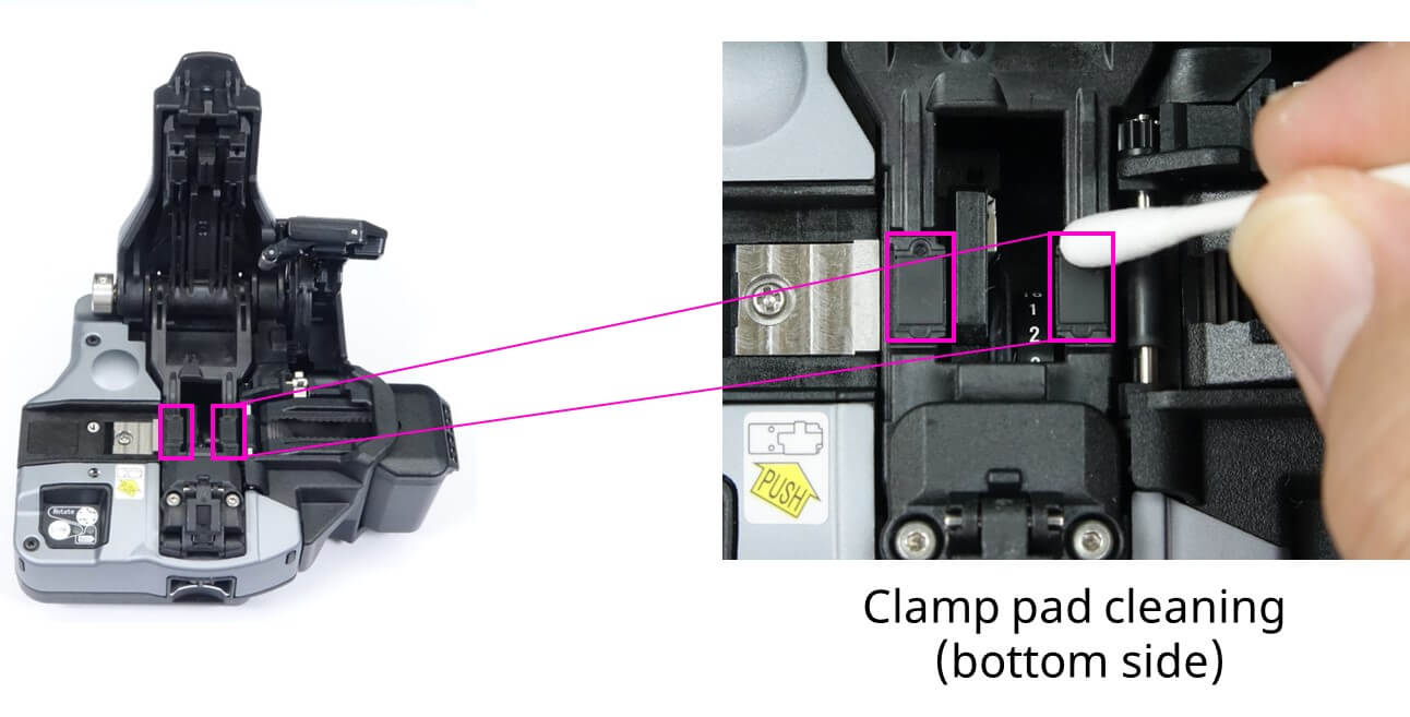 How to clean the clamp pad, anvil, and cleaver blade of CT50 | Fujikura